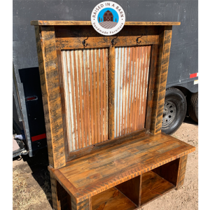 Antique Hall Tree with Bench | Rustic Hall Trees | Wood Hall Tree